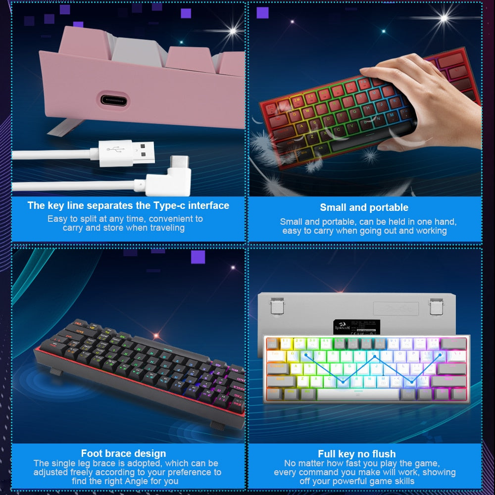 Mini Mechanical Gaming Wired Keyboard – Glowness